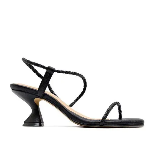 ALTA Dora Braided Leather Sandals - Black