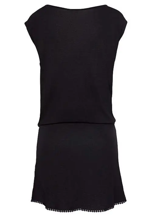 LASCANA Crochet Hem Mini Dress - Black