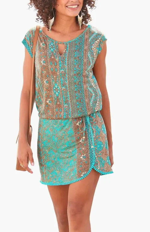 LASCANA Crochet Hem Dress - Turquoise Multi
