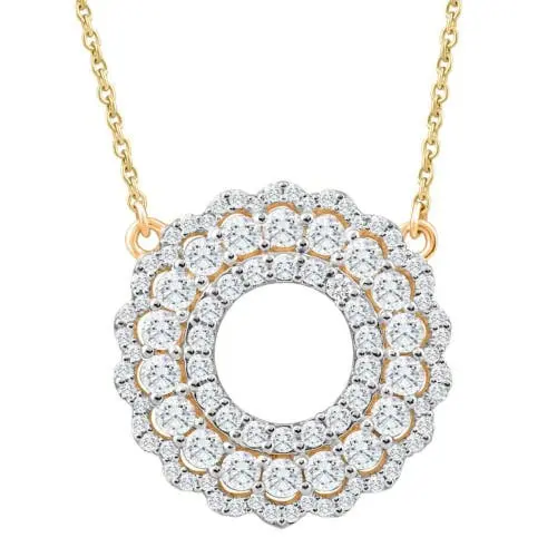 BLISS DIAMOND 1ct Tw Lab Grown Diamond Circle Pendant Necklace - 10k Yellow Gold