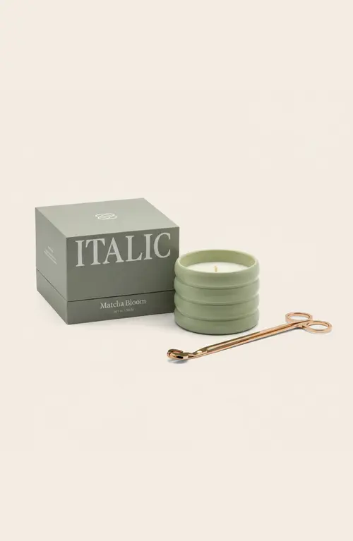 ITALIC Ceramic Candle & Wick Trimmer Set - Matcha Bloom