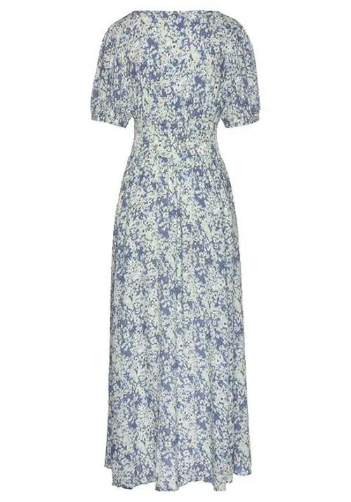 LASCANA Floral Puff Sleeve Maxi Dress