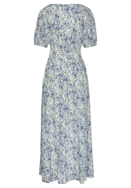 LASCANA Floral Puff Sleeve Maxi Dress