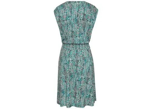 LASCANA Smocked Waist V-neck Dolman Sleeve Dress - Turquoise Rose