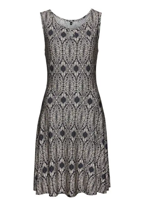 LASCANA Sleeveless Printed A-line Dress With Keyhole Detail