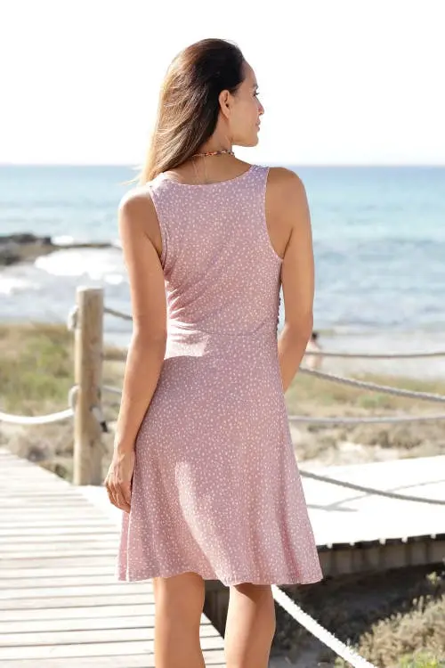 LASCANA Printed Wrap Look V-neck Dress - Leopard Mauve