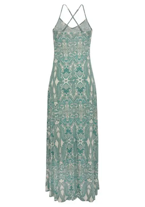 LASCANA Paisley Print Maxi Dress - Green Patterned