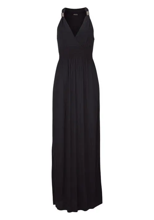 LASCANA Sleeveless Maxi Dress With Decorative Shoulder Straps - Black