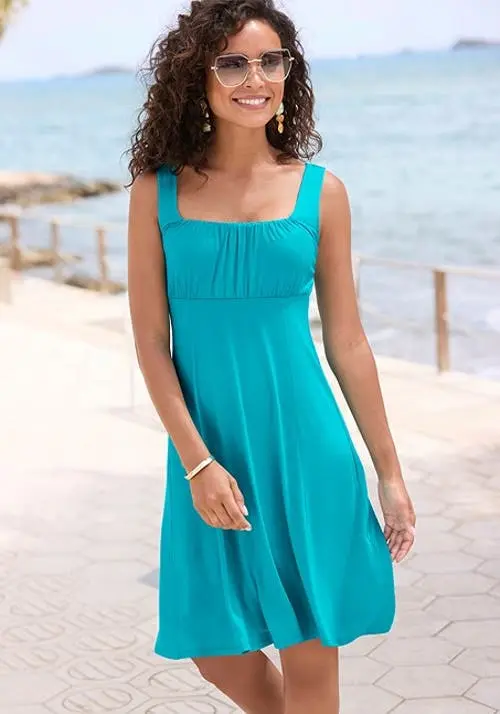 LASCANA Flare Tank A-line Dress - Turquoise
