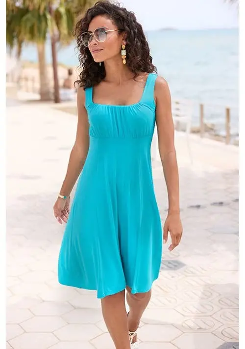 LASCANA Flare Tank A-line Dress - Turquoise