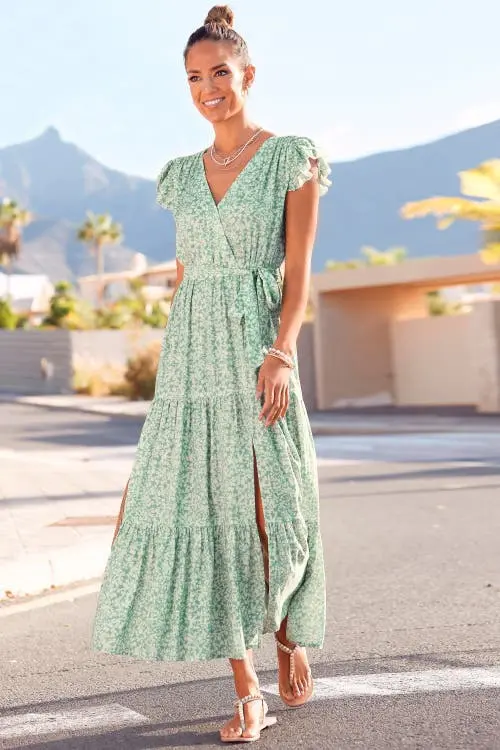 LASCANA Flutter Sleeve Maxi Dress