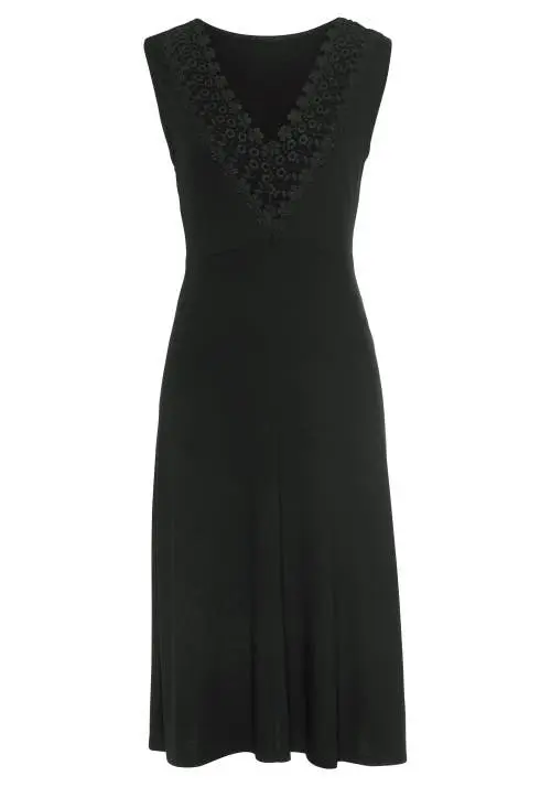 LASCANA Lace Accent V-back Dress