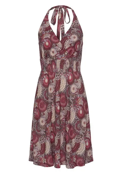 LASCANA Printed Halter Neck Dress - Purple Multi