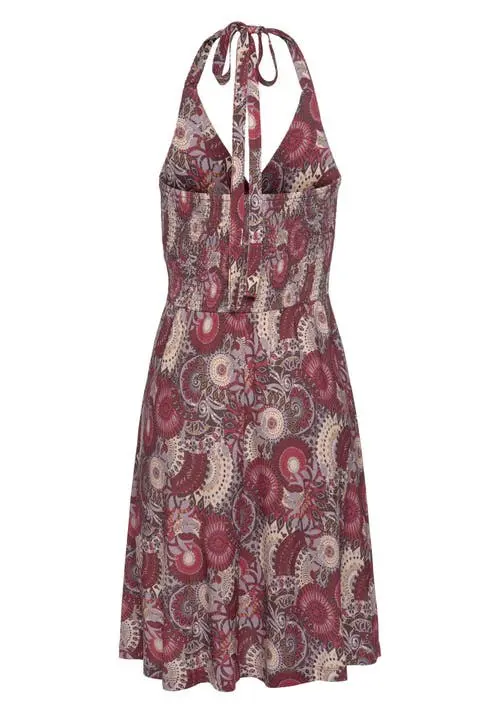 LASCANA Printed Halter Neck Dress - Purple Multi