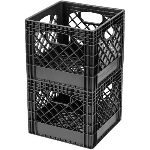 JUGGERNAUT STORAGE Milk Crate 2-pack 16 Quart - Black