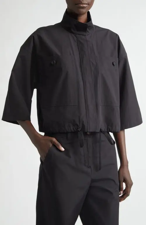 Lafayette 148 New York Oversize Cotton Poplin Crop Shirt Jacket