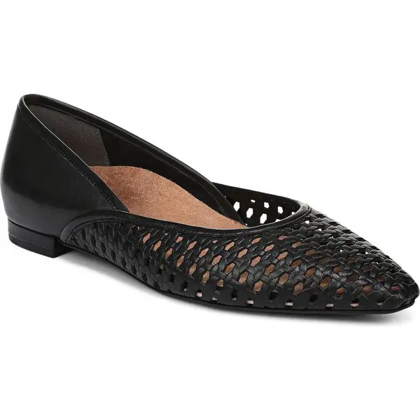 Vionic Gracia Leather Flat - Black Woven