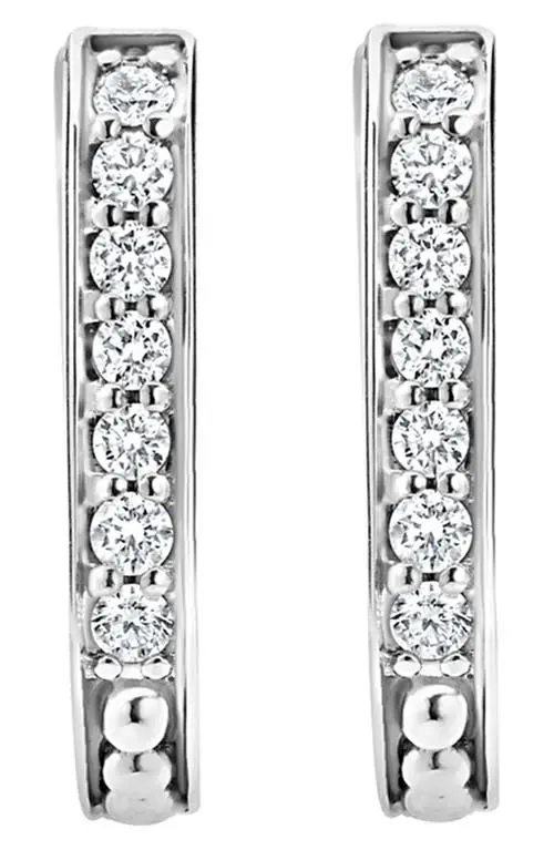 Lagos Caviar Spark Linear Diamond Hoop Earrings