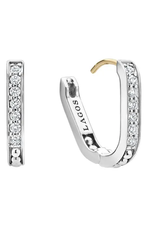 Lagos Caviar Spark Linear Diamond Hoop Earrings