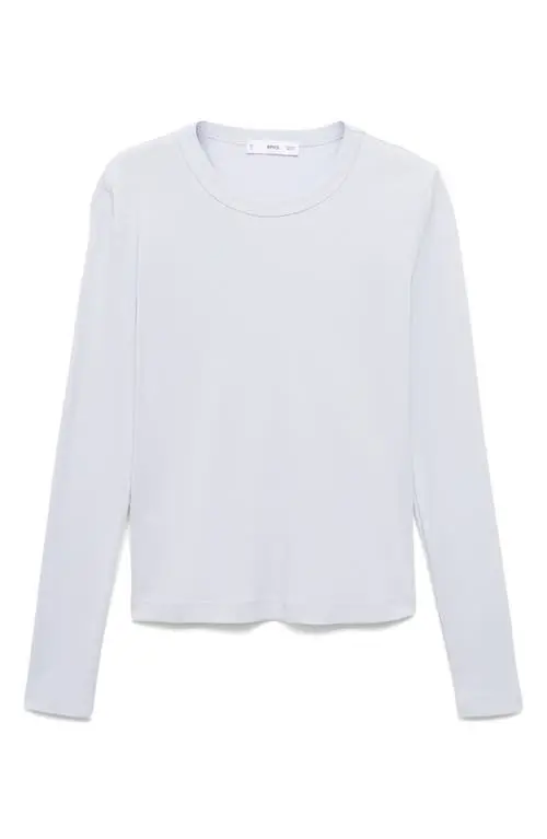 Mango Long Sleeve Cotton Rib T-shirt - Sky Blue
