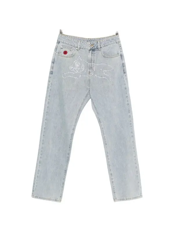 ICECREAM Crystal Running Dog Denim Jeans - Sky Blue