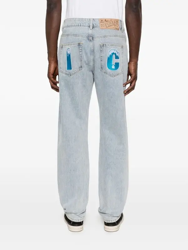 ICECREAM Crystal Running Dog Denim Jeans - Sky Blue