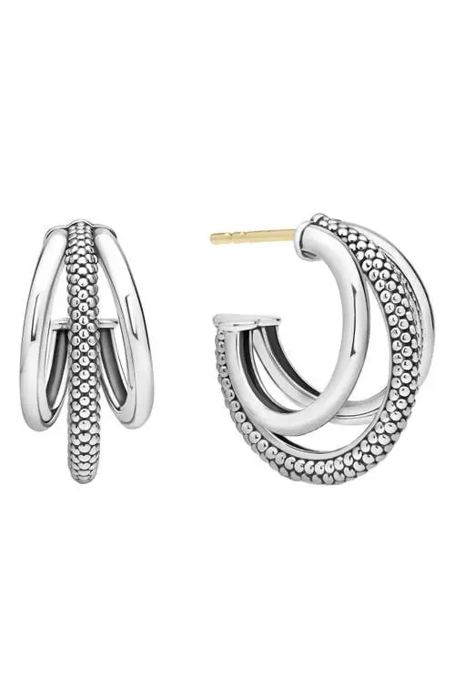 Lagos Signature Caviar Triple Hoop Earrings - Silver