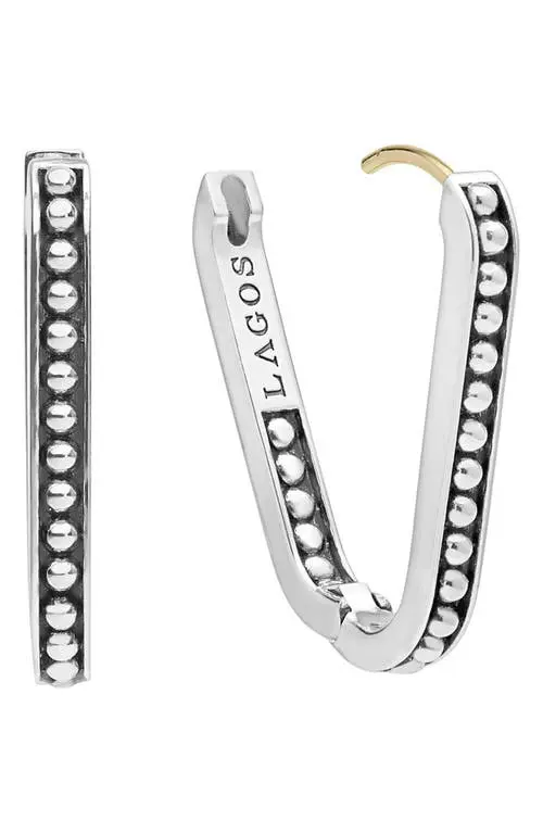 Lagos Signature Caviar Linear Hoop Earrings