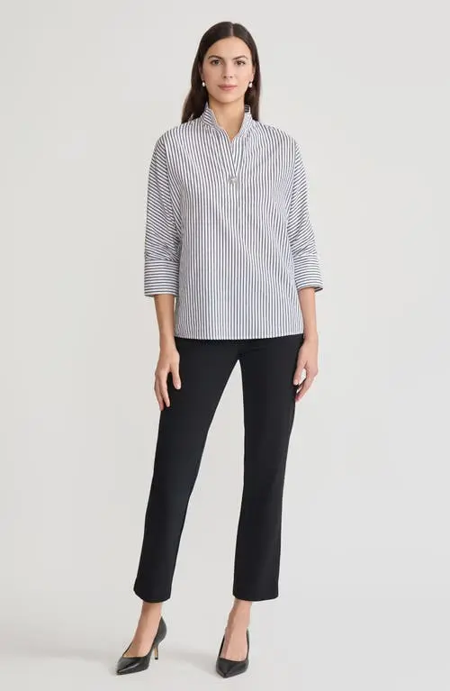 Ming Wang Pinstripe Dolman Sleeve Cotton Blouse