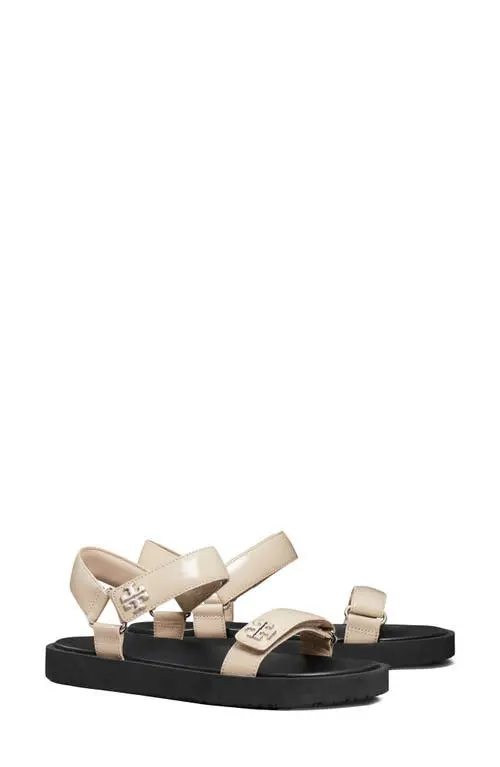 Tory Burch Kira Ankle Strap Sandal - Stone Gray/black/silver
