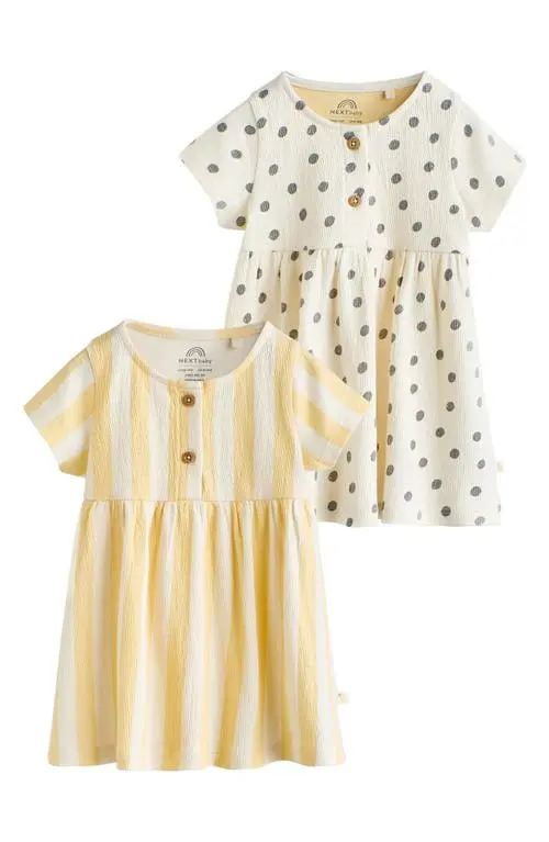 NEXT Pack Of Two Cotton Blend Dresses - Yellow