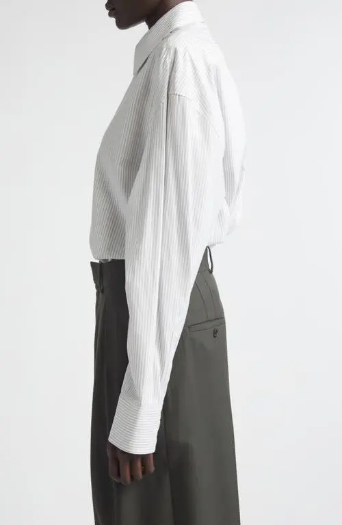 Saint Laurent Striped Cotton Longline Button-up Shirt