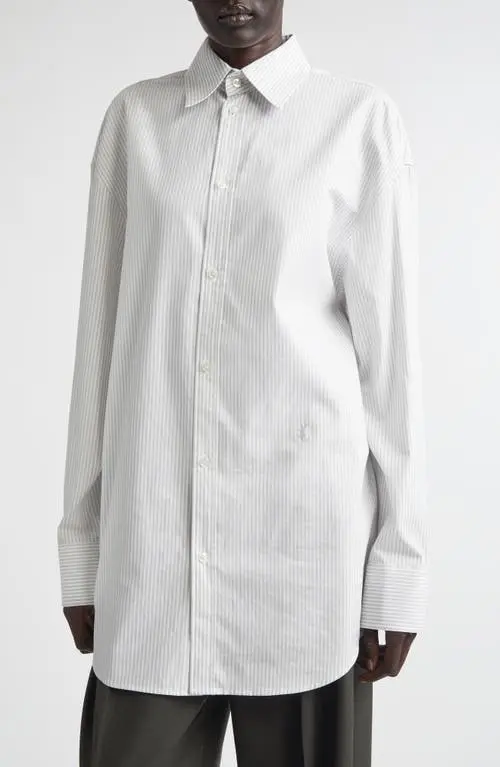 Saint Laurent Striped Cotton Longline Button-up Shirt