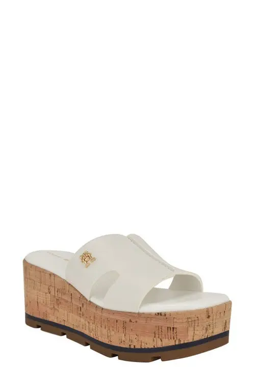 Tommy Hilfiger Heliena Platform Wedge Slide Sandal - Whi01