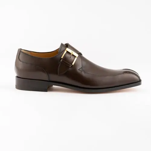 FERRINI French Calf Monk Strap Shoes - Chocolate