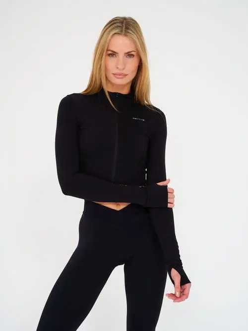 REVYVE ACTIVE Cropped Zip-up Jacket With Thumbholes