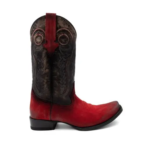 FERRINI Suede Roughrider Western Boots - Red
