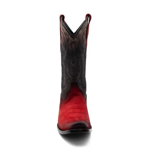 FERRINI Suede Roughrider Western Boots - Red