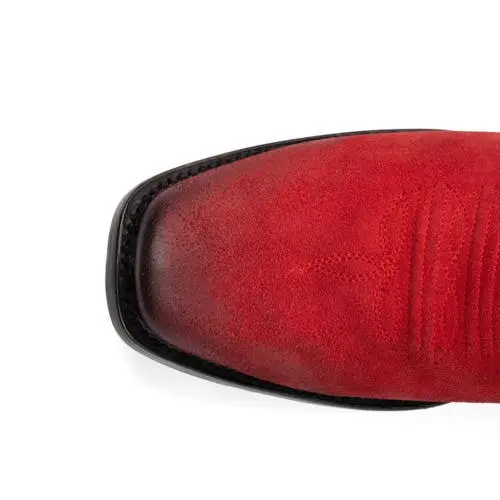 FERRINI Suede Roughrider Western Boots - Red