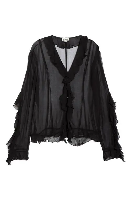 Staud Kellcy Ruffle Sleeve Top