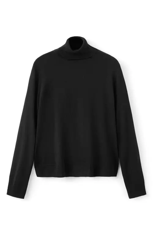 Mango Turtleneck Knit Sweater - Black