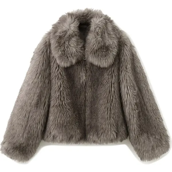 Mango Faux Fur Front Zip Jacket