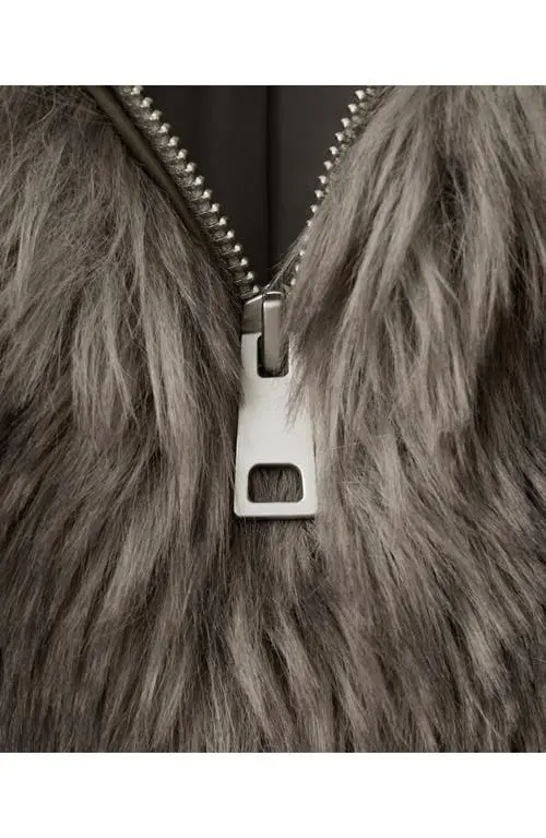 Mango Faux Fur Front Zip Jacket