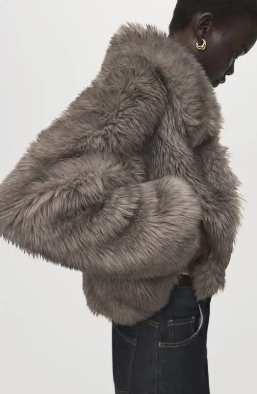 Mango Faux Fur Front Zip Jacket