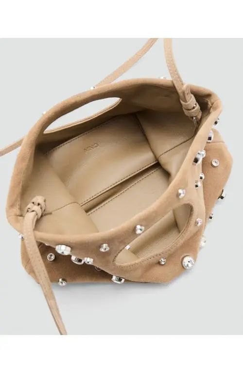 Mango Suede Studded Top Handle Bag