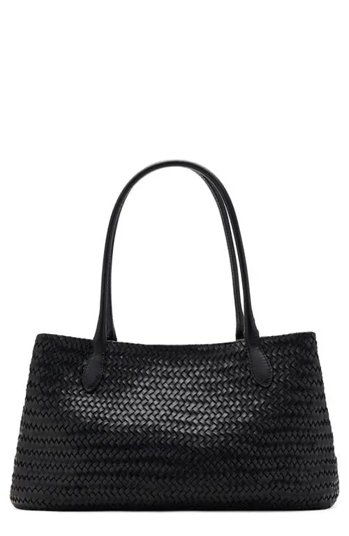 Mango Braided Leather Shoulder Bag - Black
