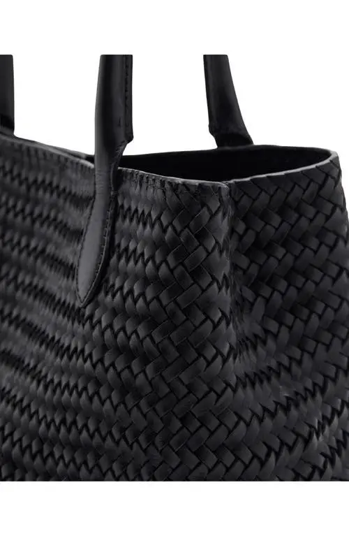 Mango Braided Leather Shoulder Bag - Black