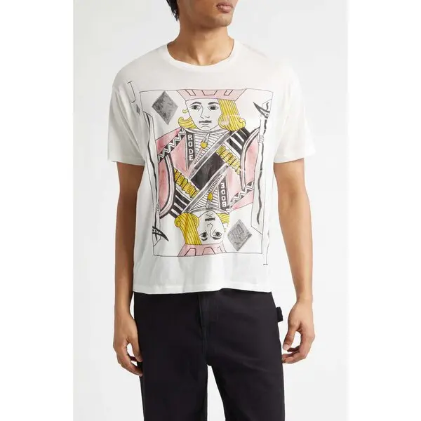 BODE Jack Of Diamonds Pocket Graphic T-shirt - Cream