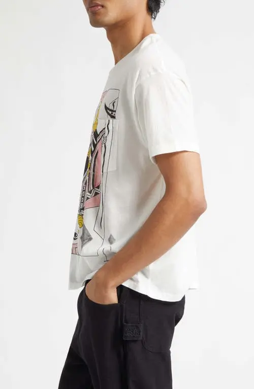 BODE Jack Of Diamonds Pocket Graphic T-shirt - Cream