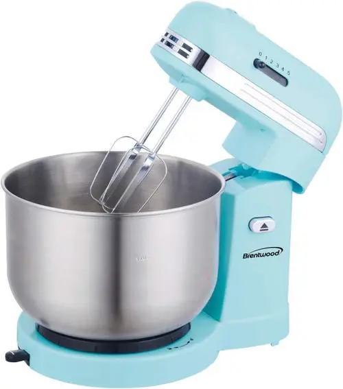 BRENTWOOD 5-speed Stand Mixer With 3 Quart Stainless Steel Mixing Bow - Blue